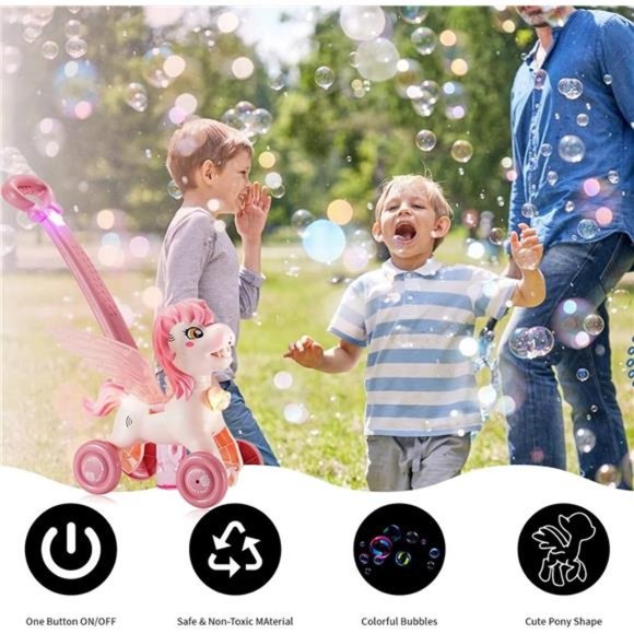 Toys | Pink Bubble Machine Blower Maker Lawn Mower Walking Toy ...